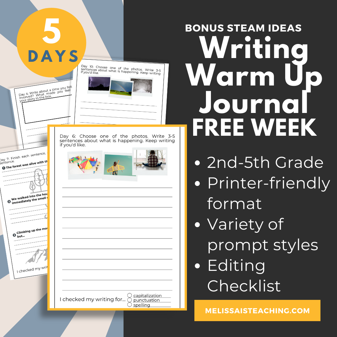 Free Writing Warm Up Journal for 2nd-5th Graders